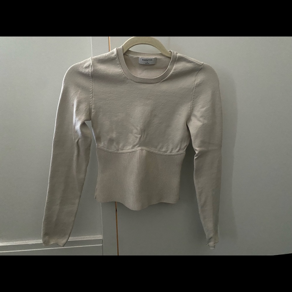 Aritzia Babaton Sculpt Knit Empire Longsleeve Sweater… - Gem